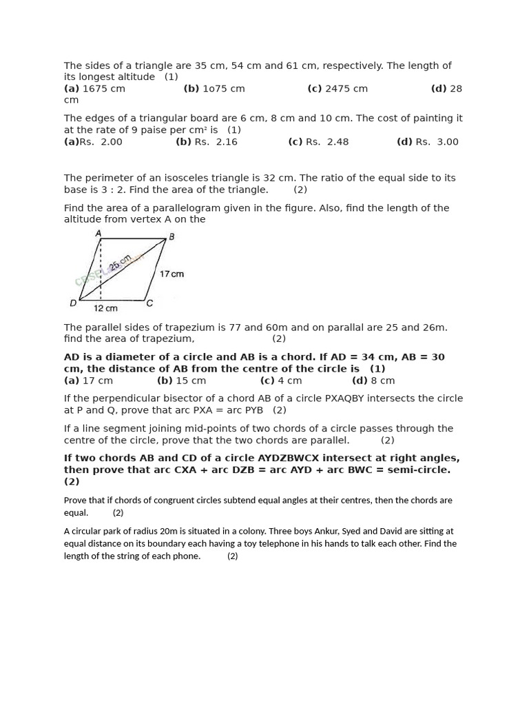 Triangle and Circle Geometry Problems | PDF
