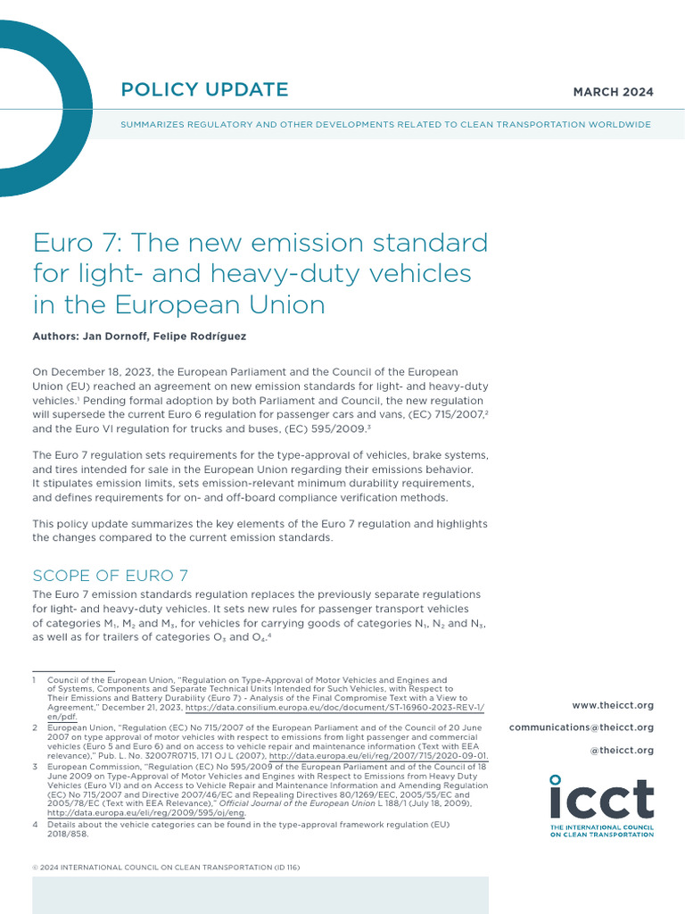 Euro 7 Emission Standards Overview | PDF | Emission Standard | Exhaust Gas