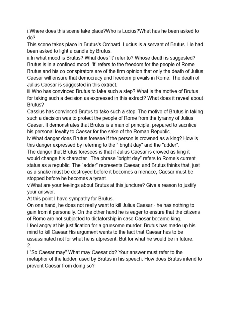 Julius Caesar Act 2 Scene 1 | PDF | Julius Caesar | Mark Antony