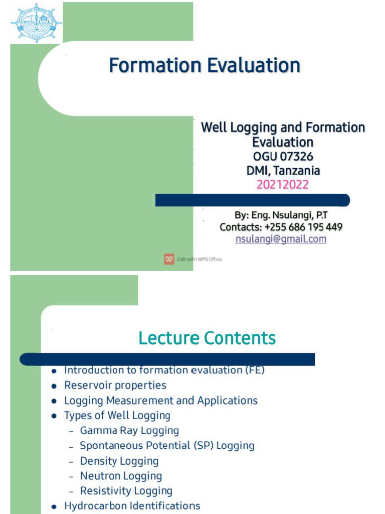LECTURE 02 - Formation Evaluation | PDF