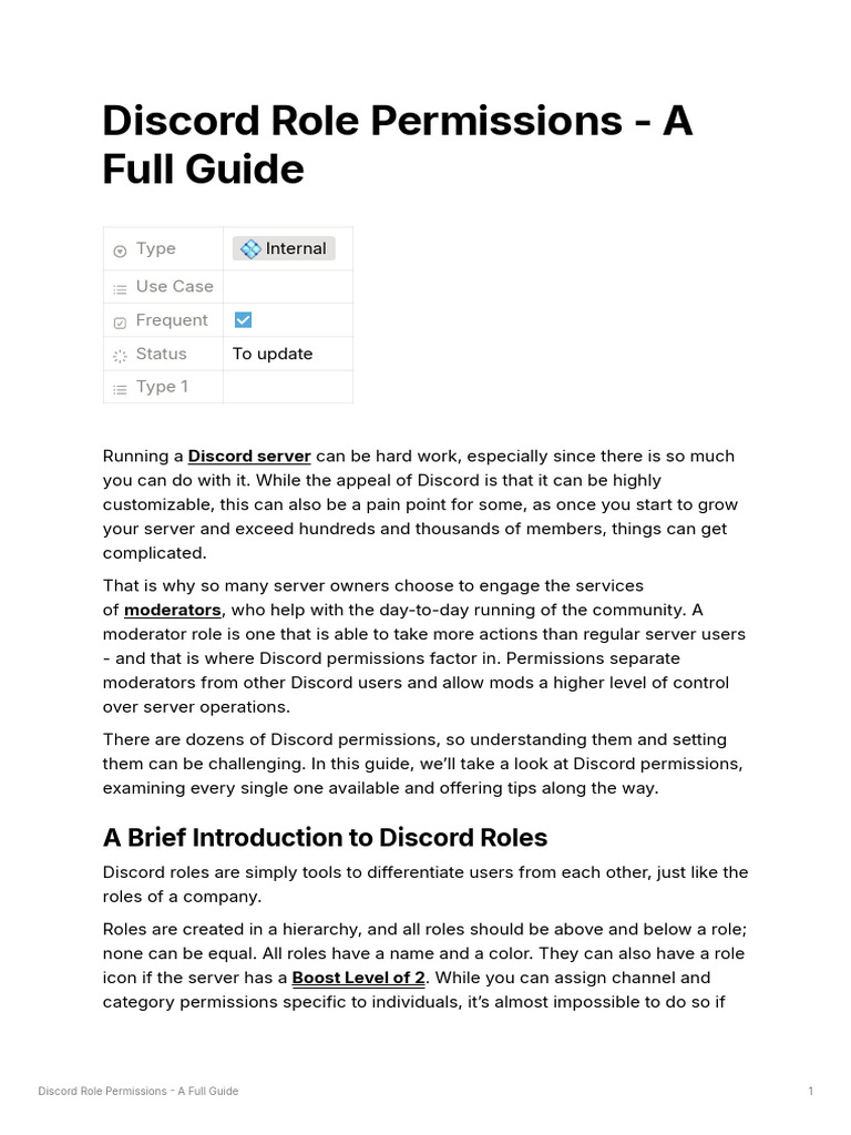 Discord Role Permissions - A Full Guide | PDF | Internet | Software