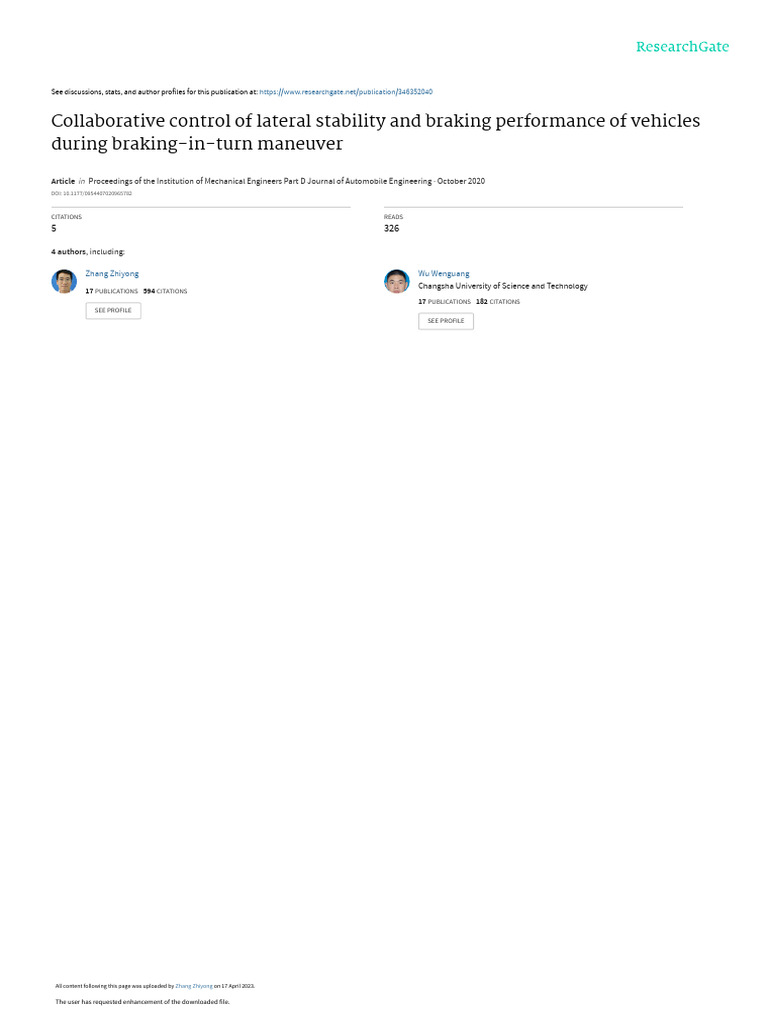 Collaborative Control of Lateral Stability and Braking Performance of ...