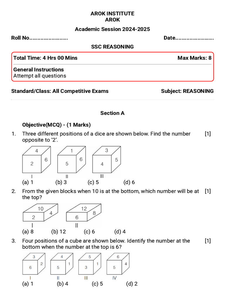 SSC REASONINGGK | PDF | Tests | Qualifications