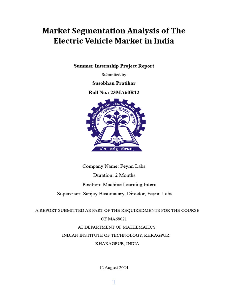 Market Segmentation Analysis of The Ev Market Susobhan Pratihar | PDF | Electric Vehicle ...