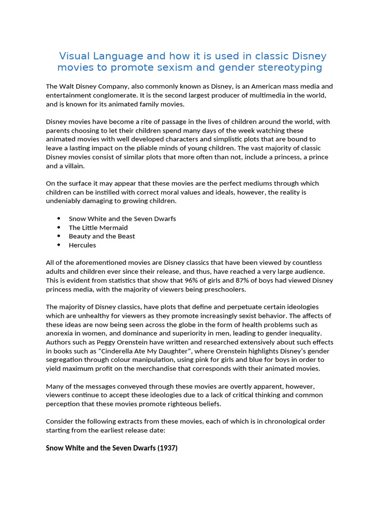 Visual Language and How It Is Used in Classic Disney Movies To Promote ...