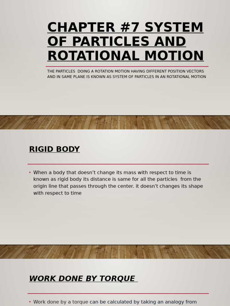 Chapter #7 System of Particles and Rotational | PDF