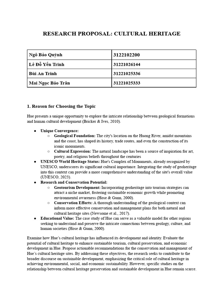 Hue's Cultural Heritage and Sustainability | PDF | Sustainability ...