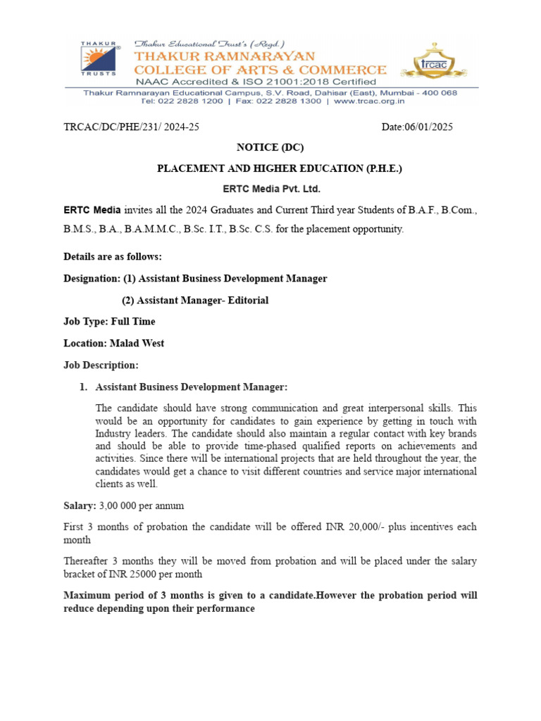 Trcac - DC - Phe - 231 - 2024-25 Ertc | PDF