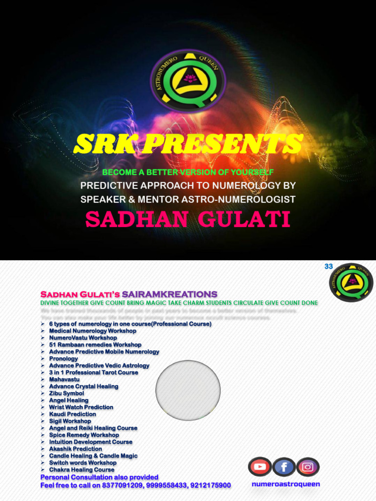 SRK - Advance Predictive Mobile Numerology Course | PDF | Planets In ...