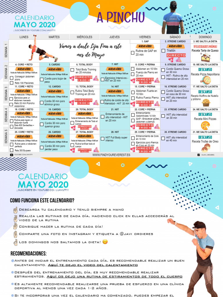 Calendario de Ejercicio Mayo 2020 | PDF