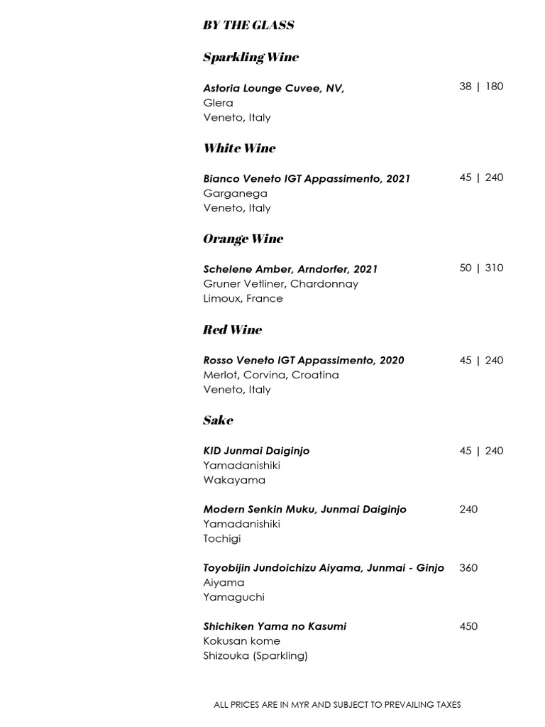 YFH - Edit Beverage Menu - 16th Jan 2025 | PDF | Alcoholic Drinks | Viticulture