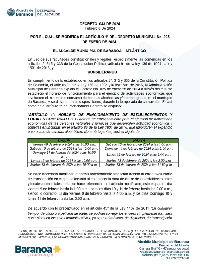 Decreto No 043 | PDF | Gobierno | Justicia