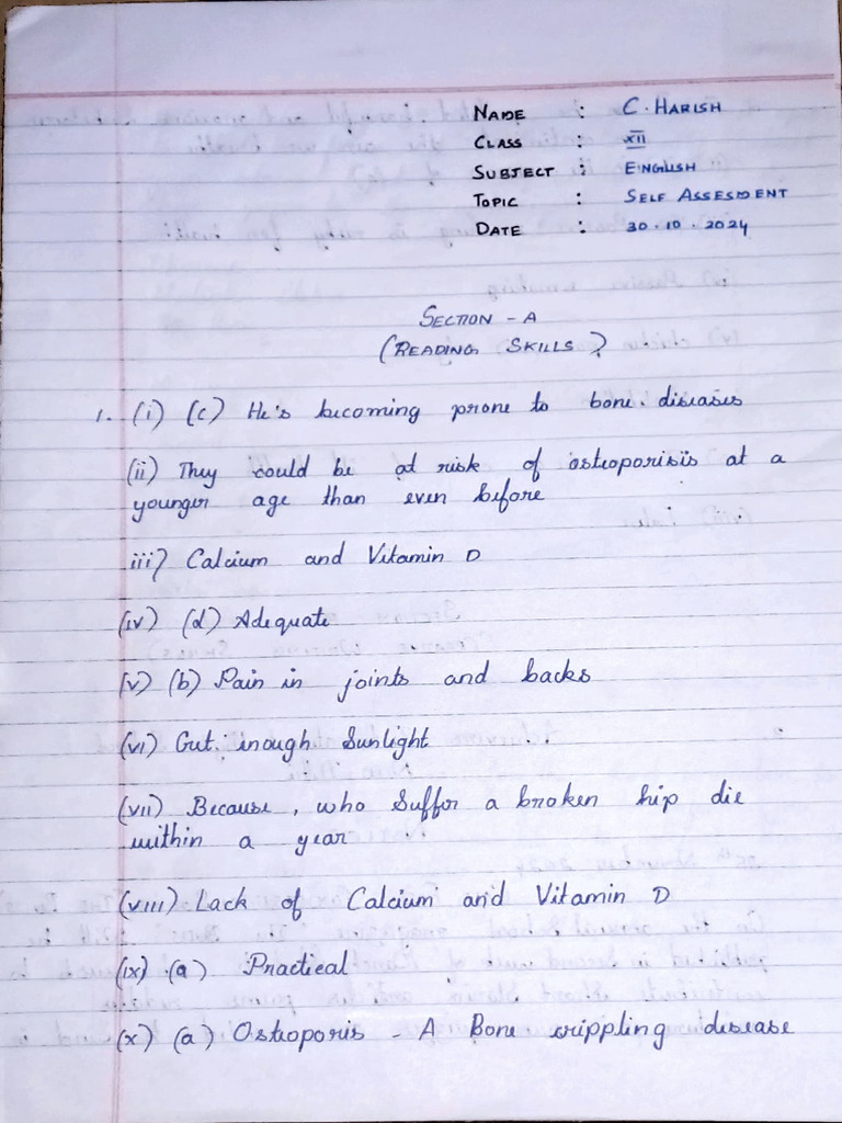 Harish Chandrasekar English Self Assessment | PDF