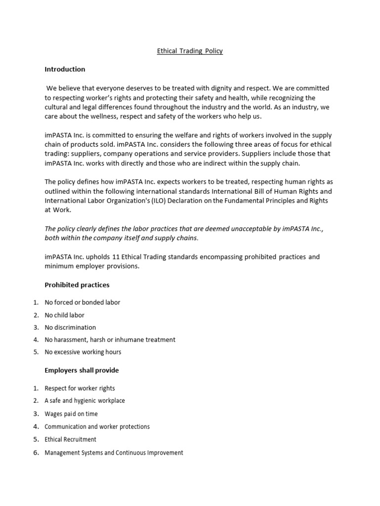 Ethical Charter | PDF | Labor Rights | Employment