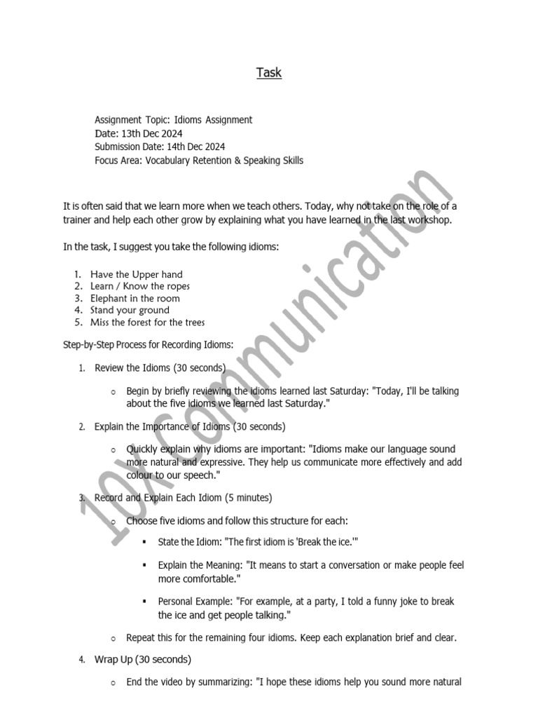 Idiom Task III | PDF