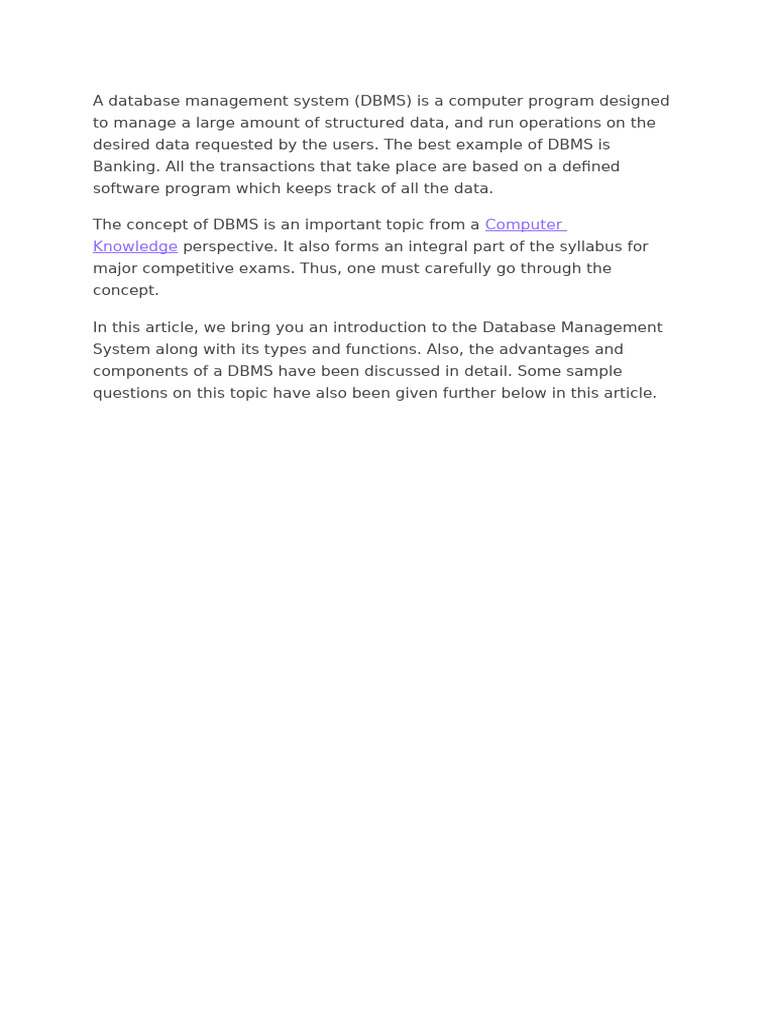 A Database Management System | PDF