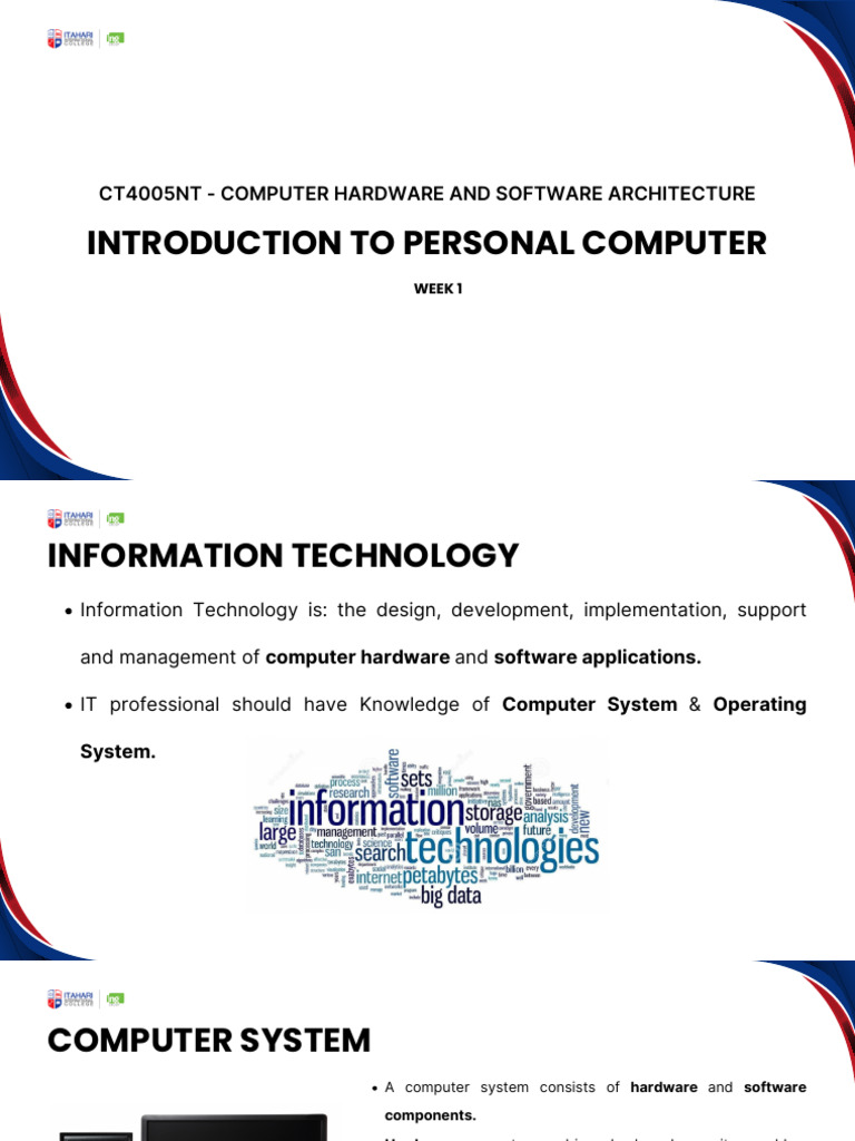 CT4005NT WK01 L Introduction To Personal Computer Part 1 170833 | PDF | Computer Monitor | Oled