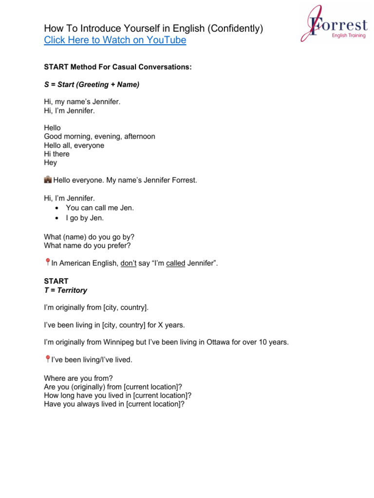 Confident English Self-Introduction Guide | PDF | English Language ...
