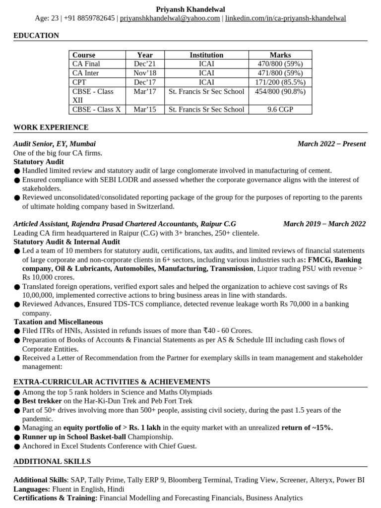 ATS Friendly Resume Template | PDF | Audit | Business