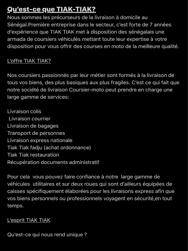 Livraison rapide et sécurisée au Sénégal | PDF