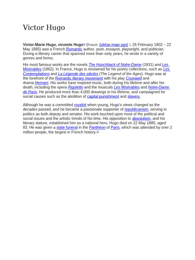 Victor Hugo: Icon of French Literature | PDF