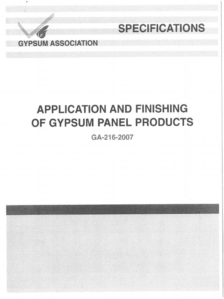 GA-216-2007 Application and Finishing of Gypsum Panel | PDF