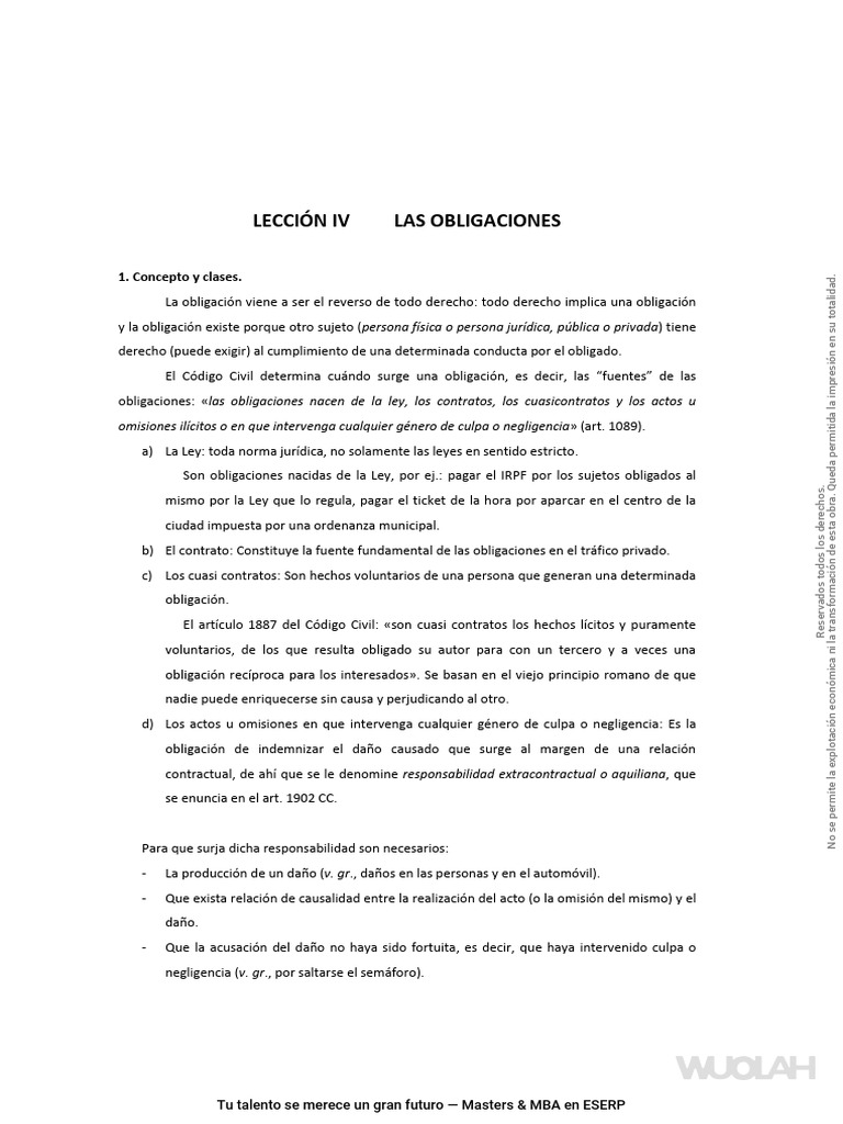 LECCIÓN IV LAS OBLIGACIONES | PDF | Ley de hipotecas | Justicia