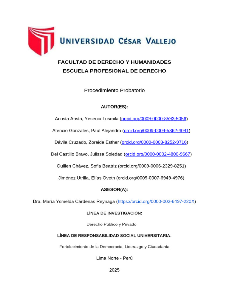 Tif - Procedimiento Probatorio | PDF | Ley procesal | Evidencia (ley)