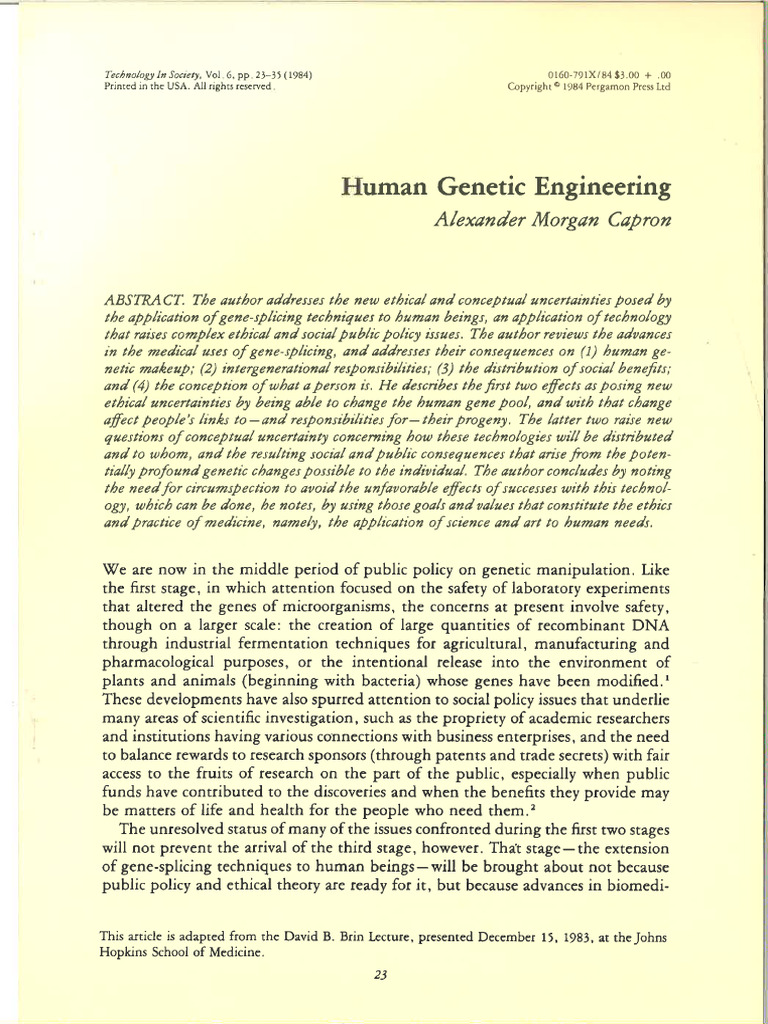 Human Genetic Engineering | PDF