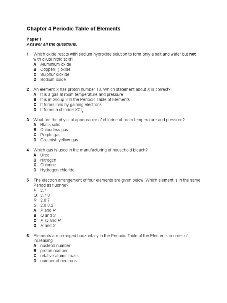 chemistry quiz chapter 4 form 4 @mohdnorihwan.blogspot.com | Chemical ...