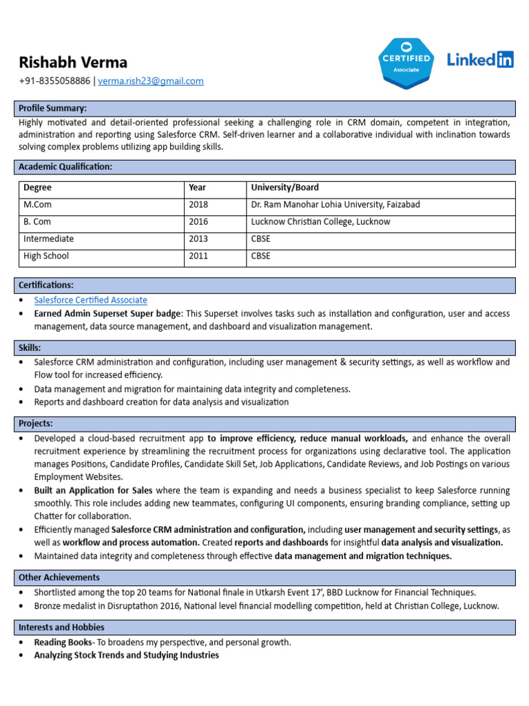 Rishabh CV | PDF | Customer Relationship Management | Recruitment