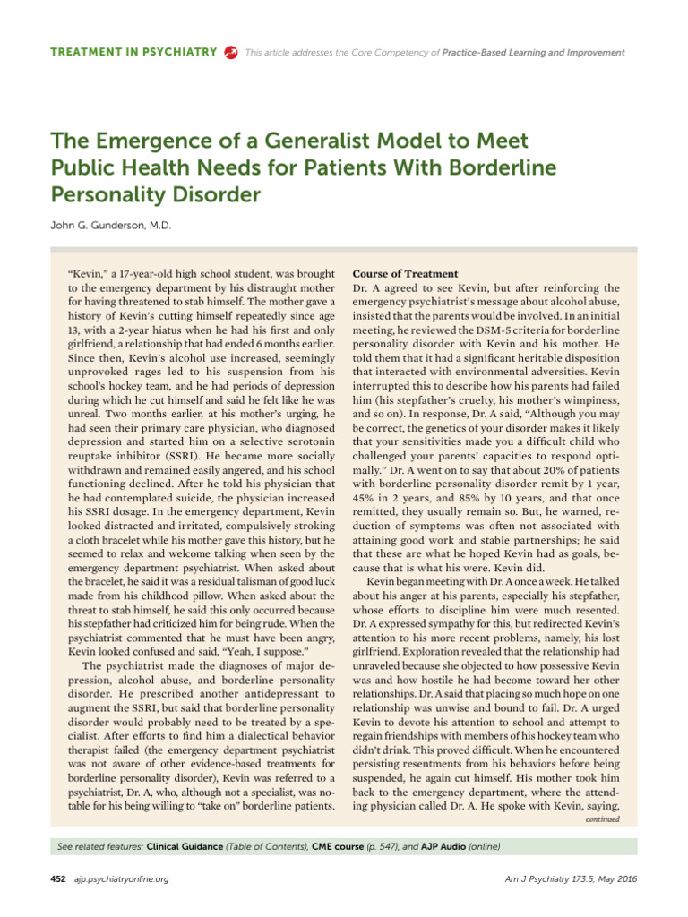 The Emergence of a Generalist Model | PDF | Borderline Personality Disorder | Mental Disorder