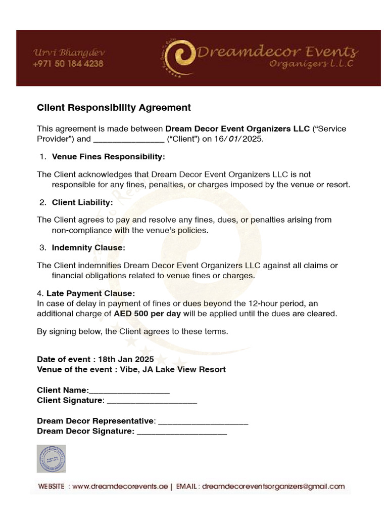 Client Responsibility Agreement. | PDF