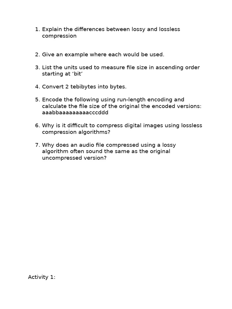 Data Storage and Compression Work | PDF