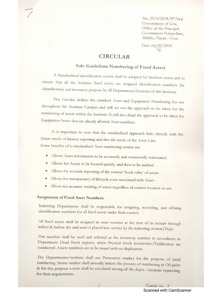 Guidelines Numbering of Fixed Assets2 | PDF