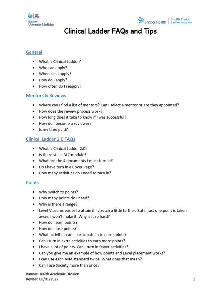 Clinical Ladder FAQs for Nurses | PDF | Nursing | Intensive Care Unit
