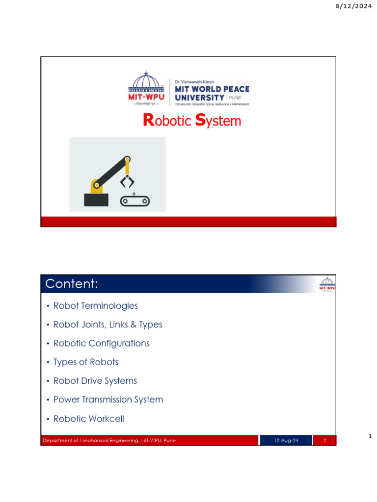 Overview of Robot Anatomy and Types | PDF | Actuator | Rotation