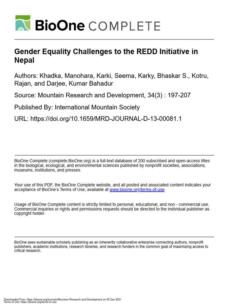 Gender Equality Challenges to the REDD I | PDF | Natural Resource ...