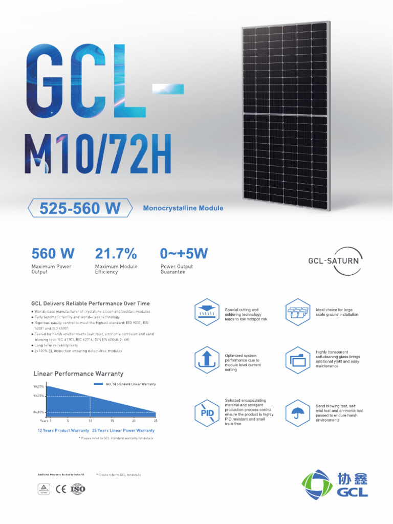 Datasheet - Painel - GCL - 550w | PDF