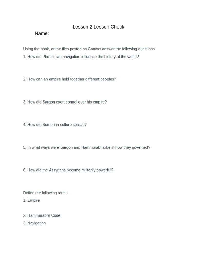 Lesson 2 Lesson Check Unmodified | PDF
