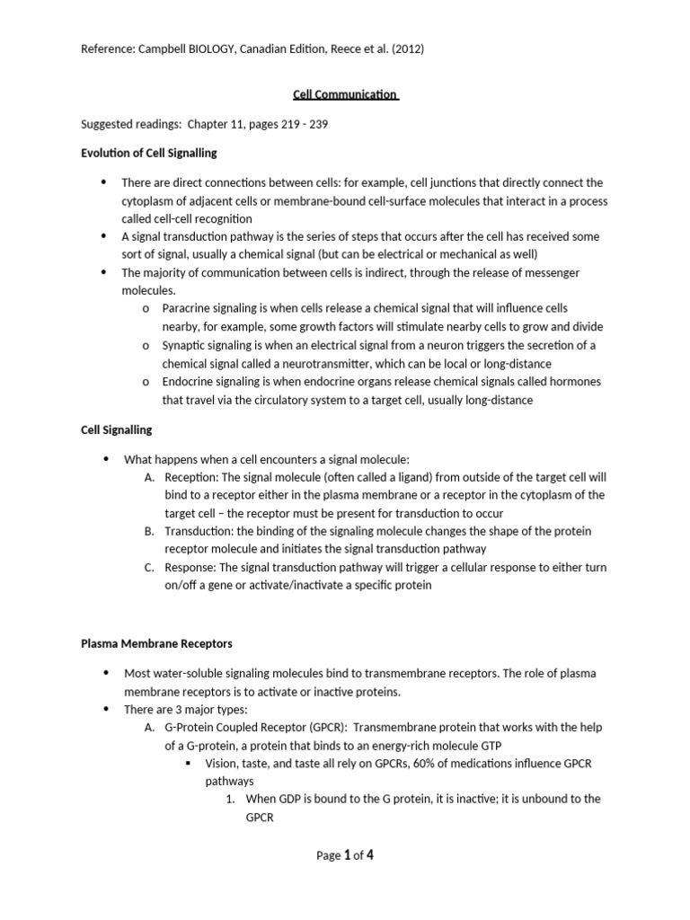 Cell Communication and Signaling Pathways | PDF | Cell Signaling ...