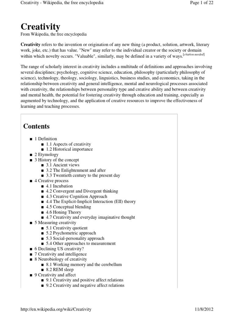 creativity | PDF | Creativity | Mental Disorder