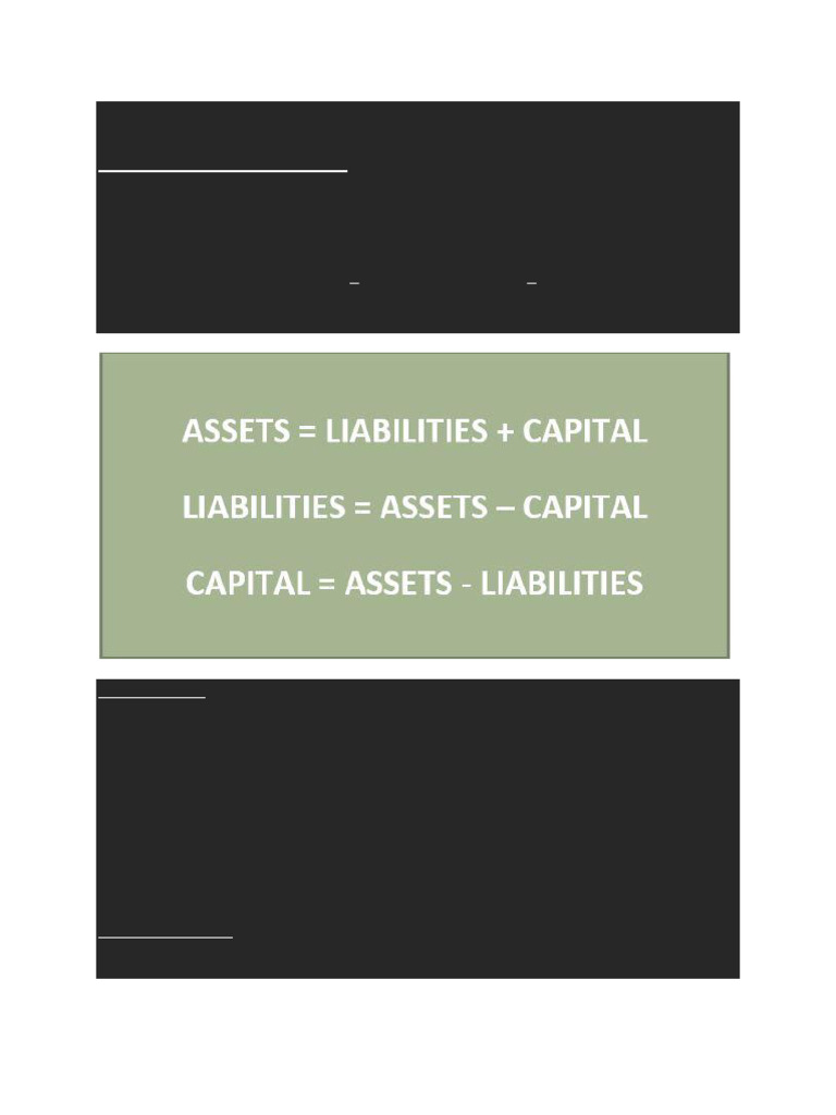 Definition of Assets Liabilities and Capital | PDF