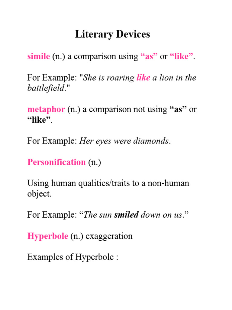 AP English Literary Devices - Definitions and Examples | PDF | Senses ...