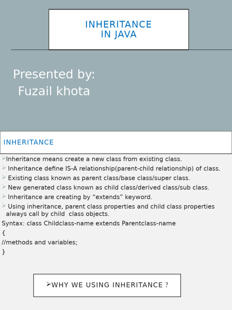 INHERITANCE Presentation | PDF | Class (Computer Programming ...