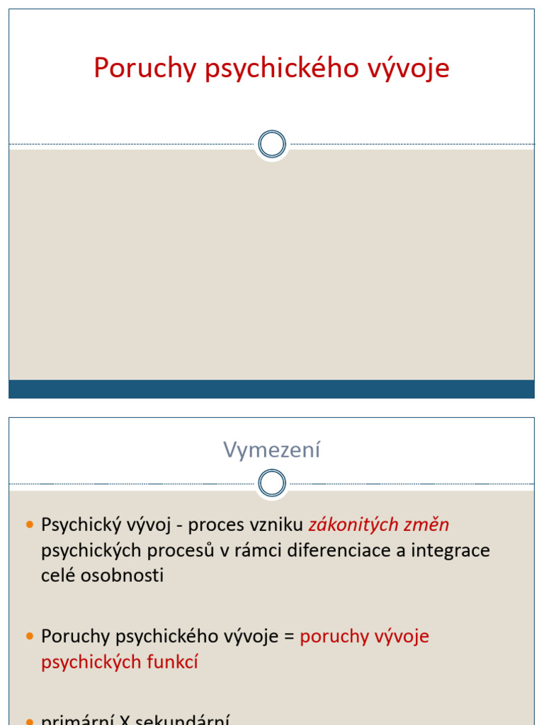 Poruchy Psychickeho Vyvoje A Specifika Jejich Diagnostiky | PDF