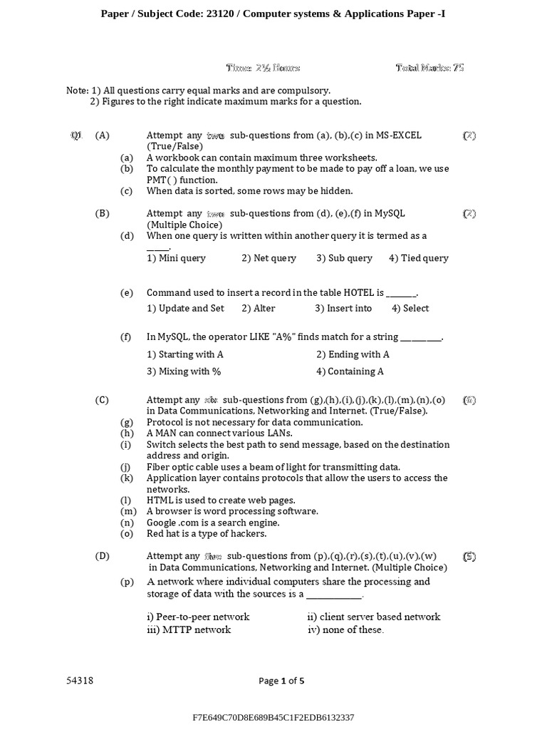 TYBCOM SEM 5 Computers April 2019 | PDF | Computer Network | Computing