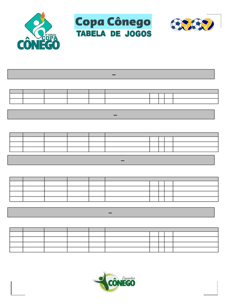 Tabela de Jogos Copa Conego 2024 | PDF