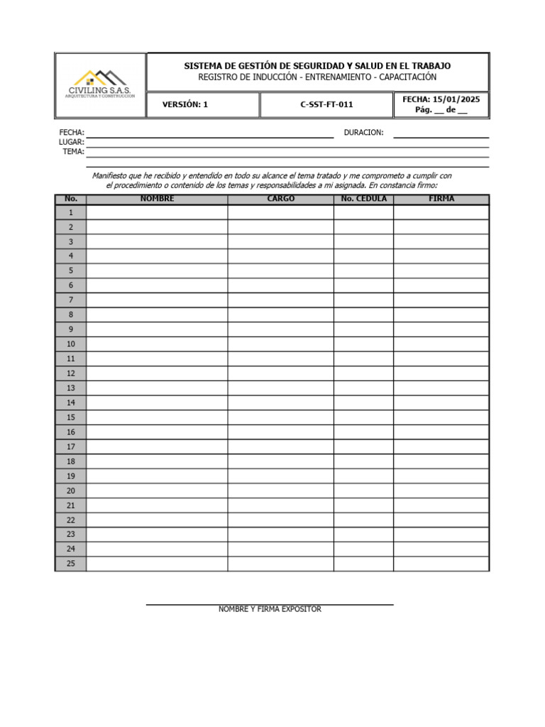 C SST FT 011 Registro de Asistencia | PDF