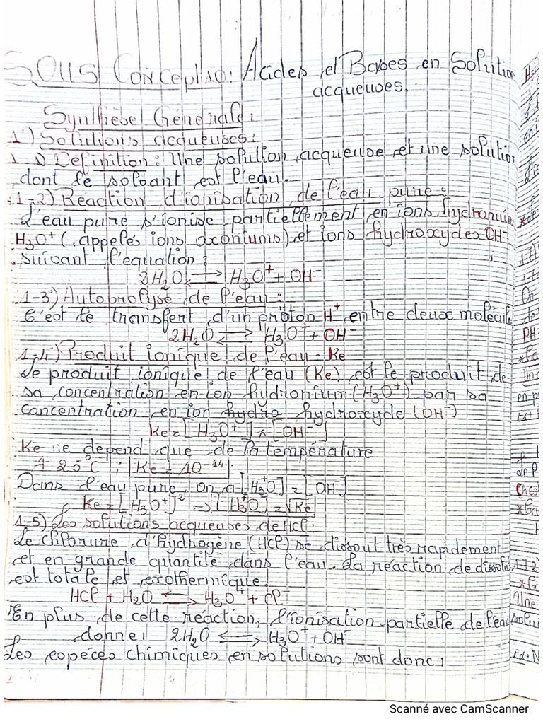 Concept. S.Conpet Solution Aqueuse Et Réaction Acide Base | PDF
